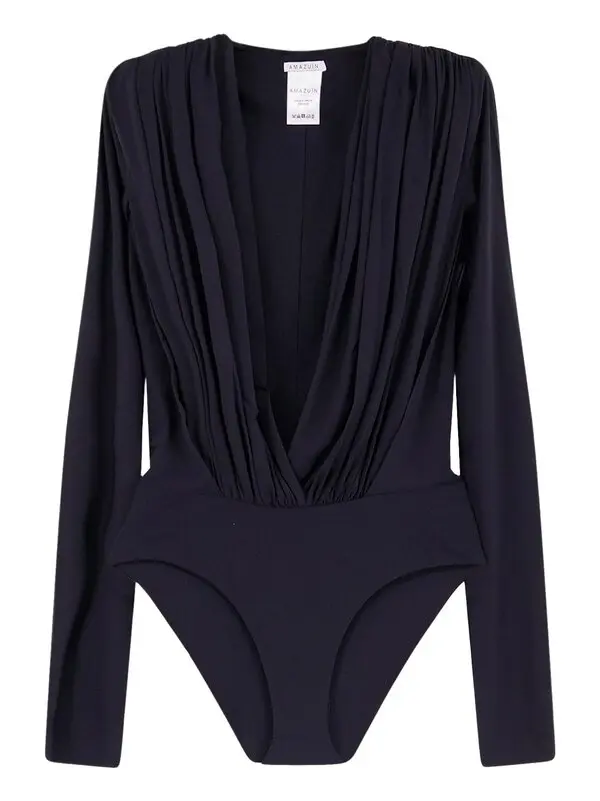 AMAZUIN Rasha Sheer Stretch Jersey Bodysuit - Black