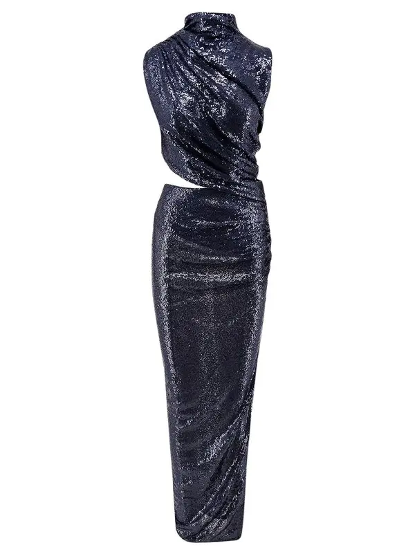 AMAZUIN Leo Stretch Tulle Dress With Sequins - Blue