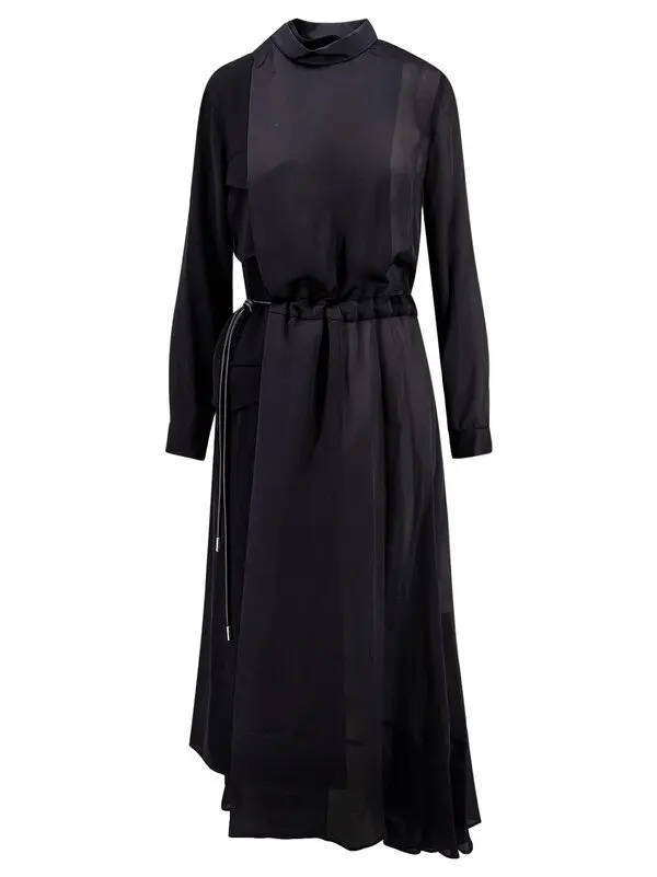 Sacai Dress With Satin Inserts - Black