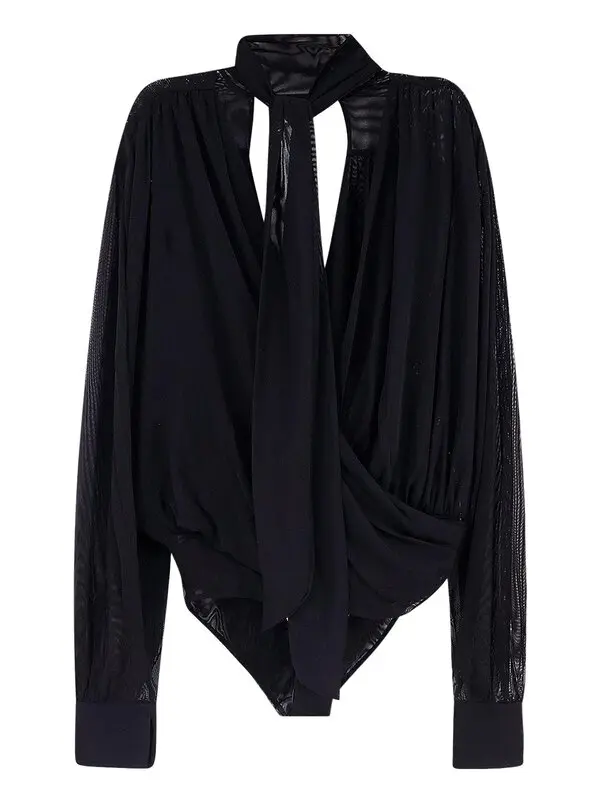 AMAZUIN Keila Sheer Stretch Tulle Bodysuit - Black