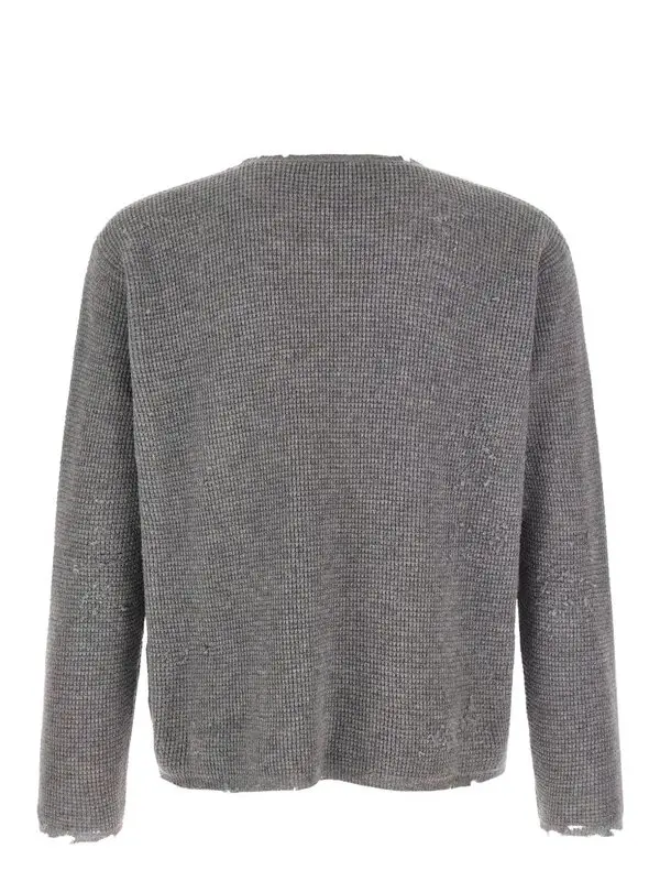 SECOND / LAYER Friends Distressed Honeycomb-knit Sweater - Grey