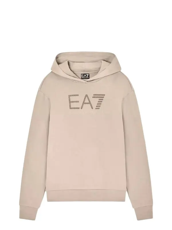 EA7 Rhinestone-logo Hoodie - Neutrals