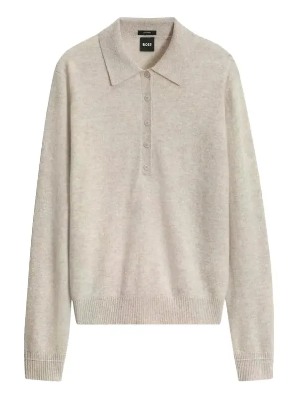 BOSS Pure Cashmere Polo Sweater - Neutrals