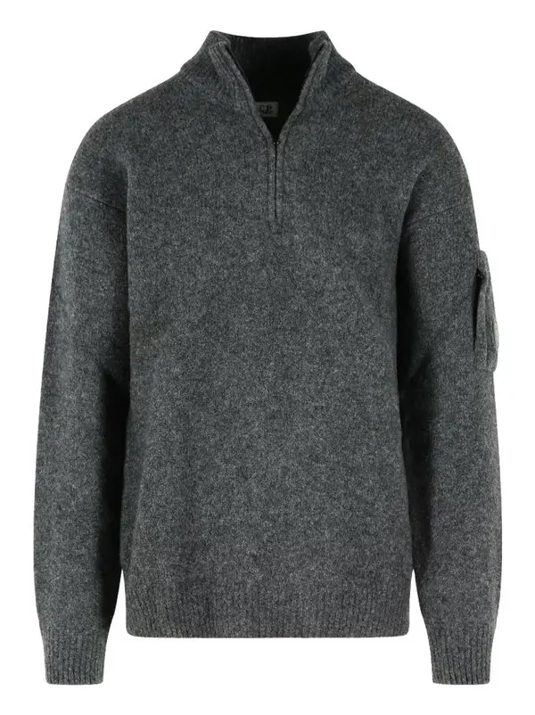 C.P. COMPANY Lens-detail Quarter-zip Sweater - Grey