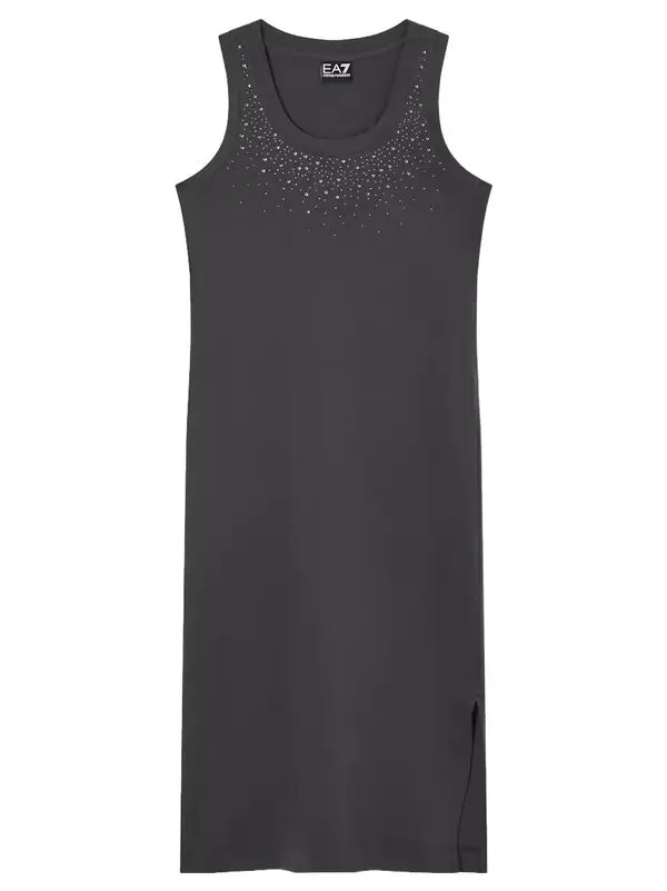 EA7 Rhinestone-embellished Sleeveless Midi Dress - Grey