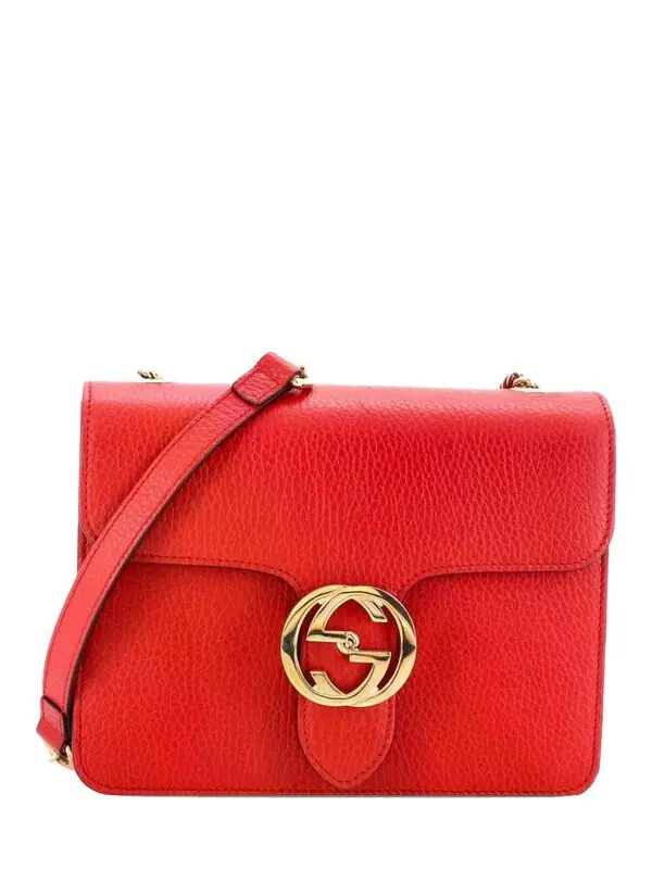 Gucci Interlocking Leather Small Shoulder Bag - Red