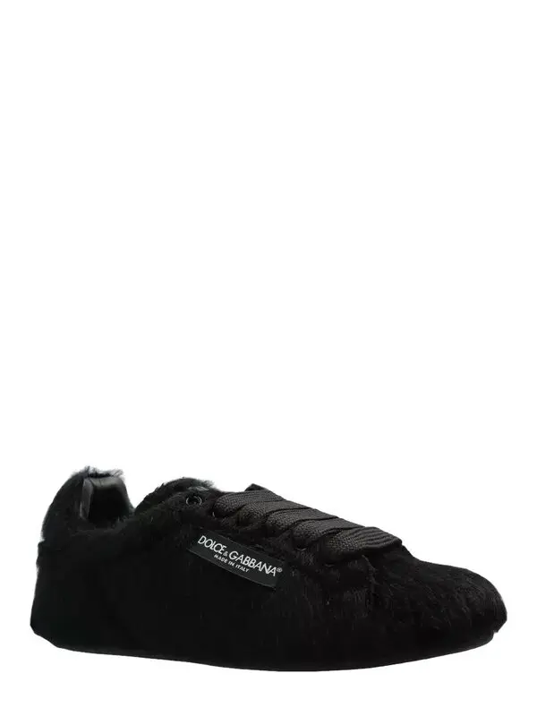 Dolce & Gabbana Fur-textured Sneakers - Black