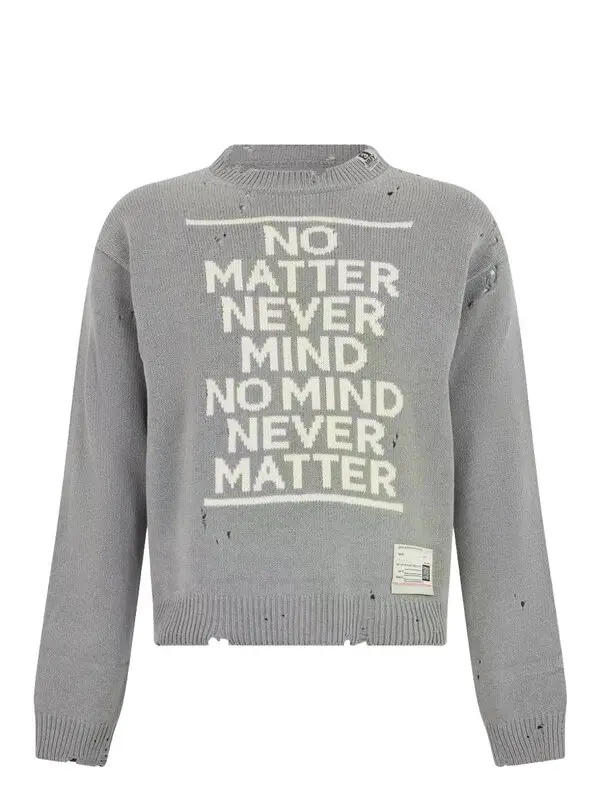 Mihara Yasuhiro Message Jacquard Knit Sweater - Grey