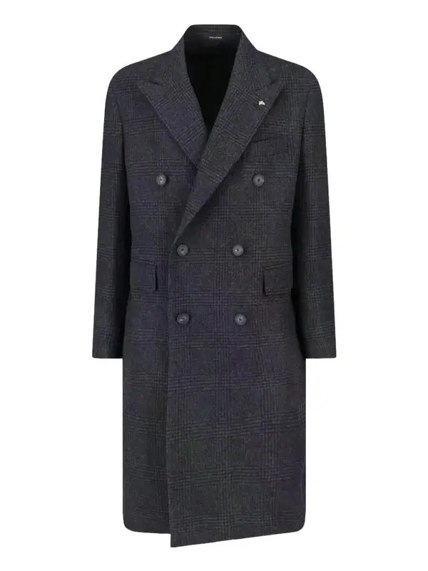 Tagliatore Check-pattern Virgin Wool Coat - Grey