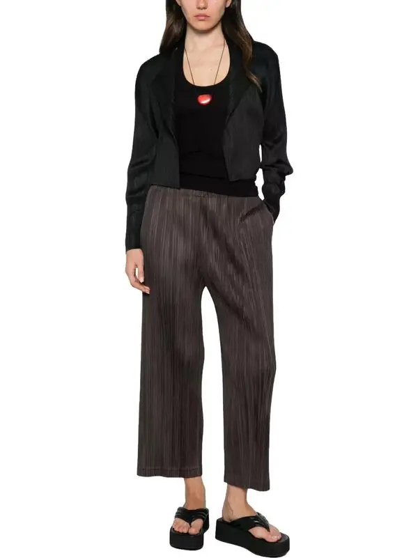 Issey Miyake Pleated Side-slit Trousers - Grey