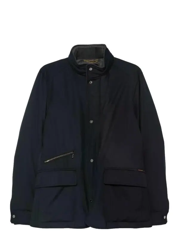 MOORER High-neck Press-stud Jacket - Blue