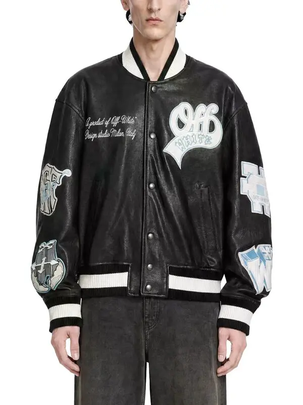 Off-White Patch-detail Varsity Jacket - Black