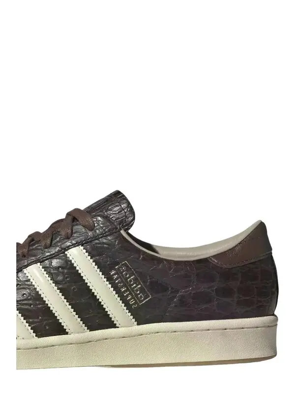 Adidas Superstar Crocodile-effect Leather Sneakers - Brown