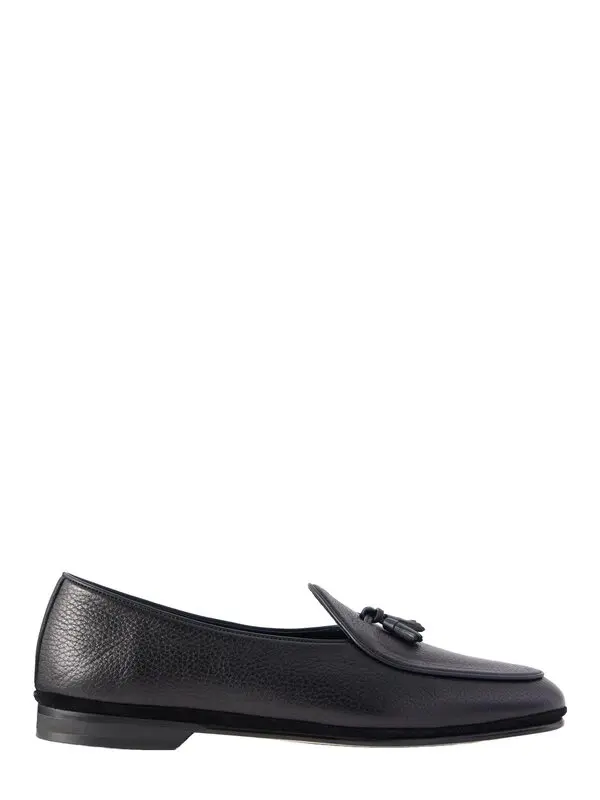 Rubinacci Marfy Tasseled Full-grain Leather Loafers - Black