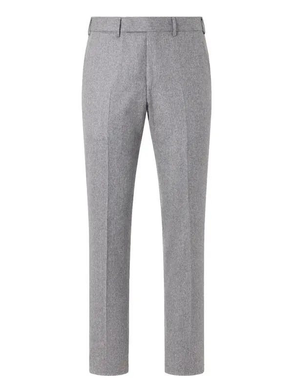 Zegna Tapered Wool And Cashmere-blend Flannel Suit Trousers - Gray
