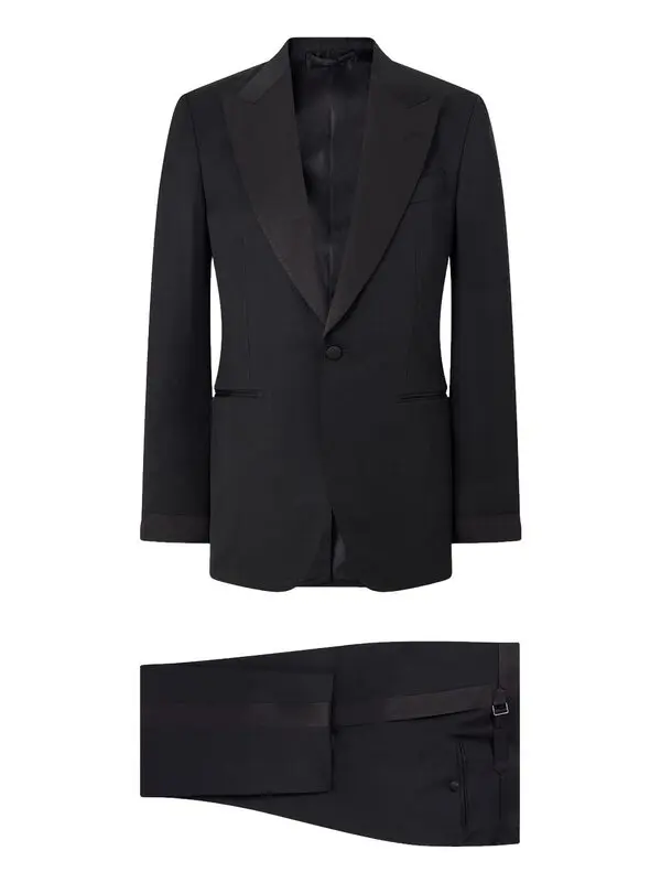 TOM FORD Shelton Grosgrain-trimmed Wool And Mohair-blend Twill Tuxedo Suit - Black