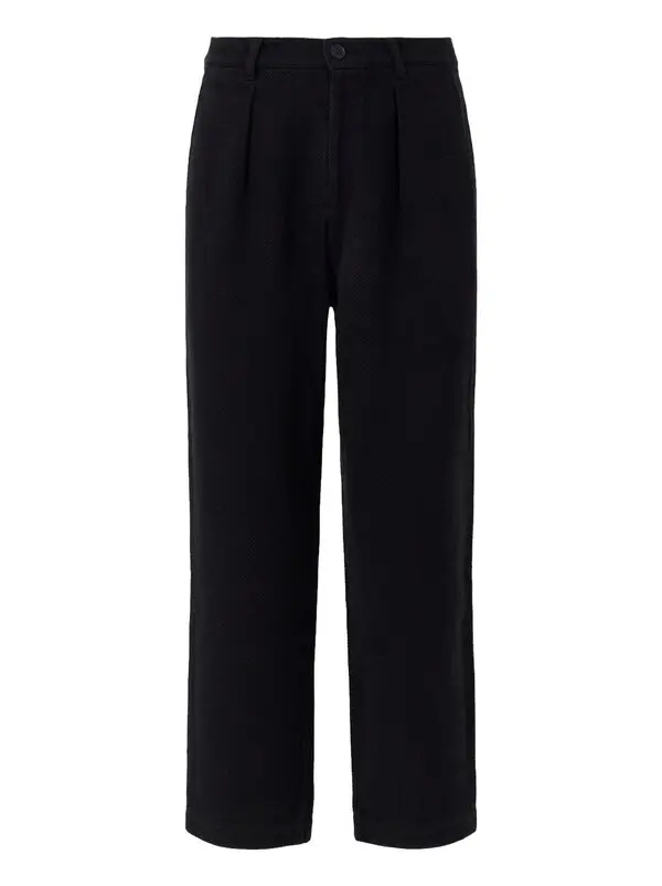 Blue Blue Japan Wide-leg Pleated Cotton-sashiko Trousers - Black