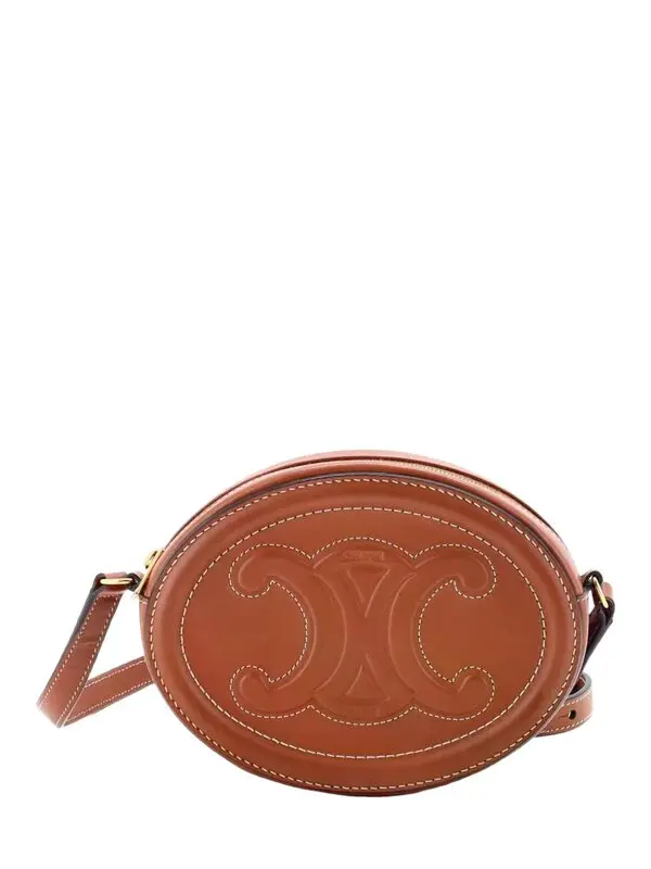 Celine Triomphe Oval Leather Mini Crossbody Bag - Brown