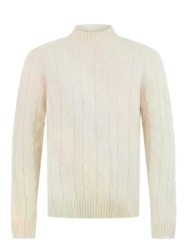 SLOWEAR Cable-knit High-neck Sweater - Neutrals