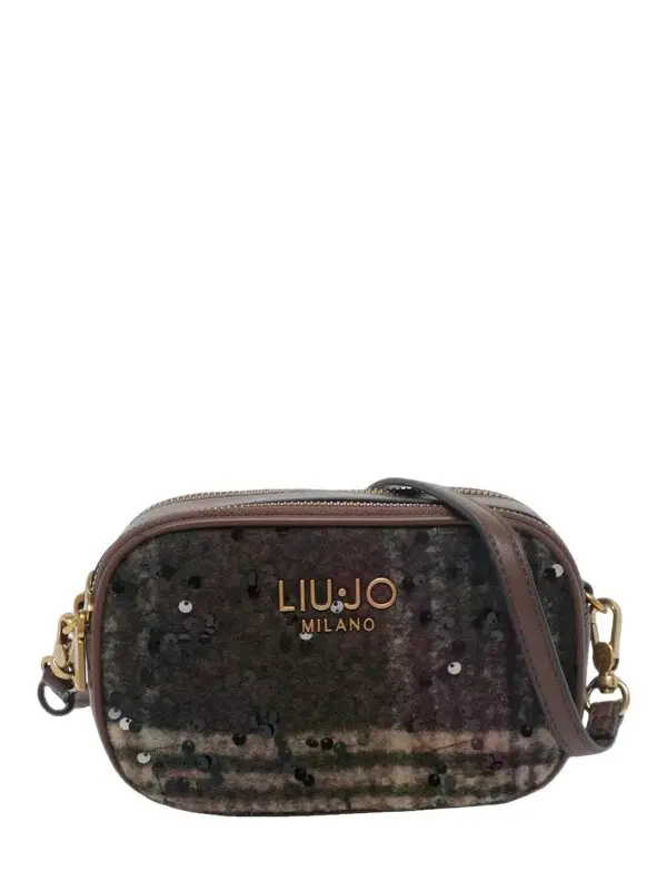 Liu Jo Sequin-embellished Checked Shoulder Bag - Brown