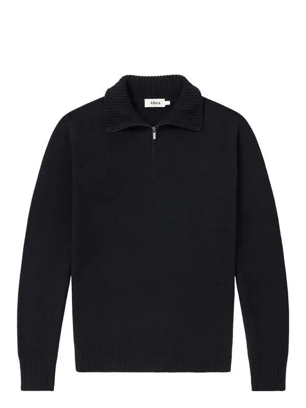 Altea Half-zip Virgin Wool Sweater - Black