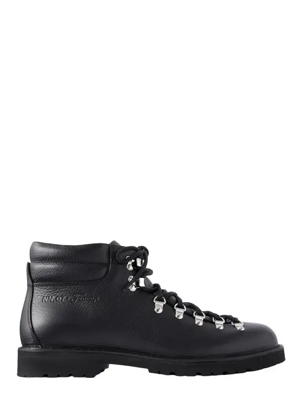 Nn07 Fracap M127 Textured Leather Hiking Boots - Black