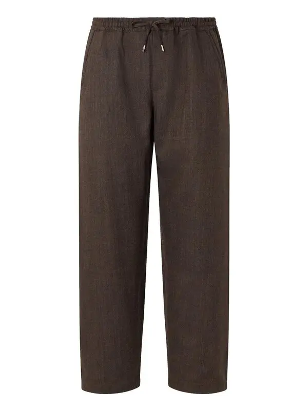A KIND OF GUISE Samurai Wide-leg Wool-twill Drawstring Trousers - Brown