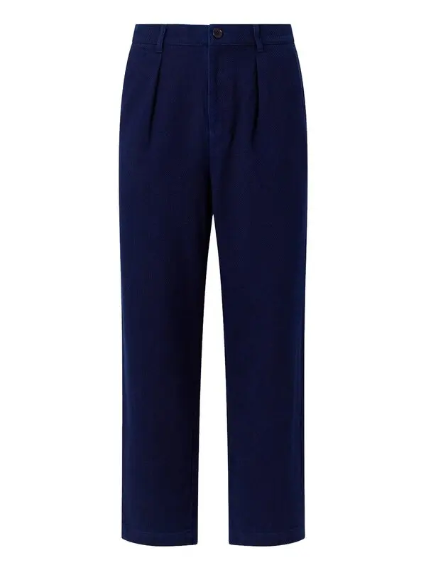 Blue Blue Japan Wide-leg Pleated Cotton-sashiko Trousers - Blue