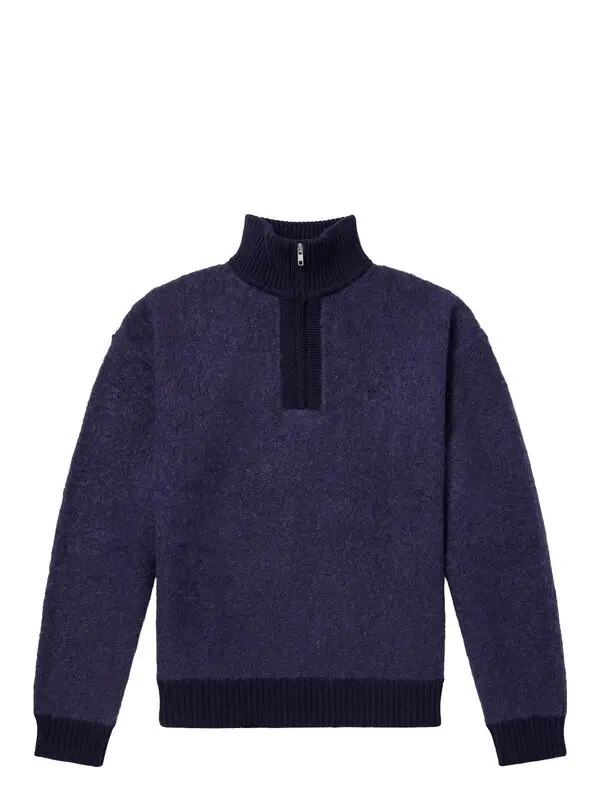 Aimé Leon Dore Wool-blend Felt Half-zip Sweater - Blue