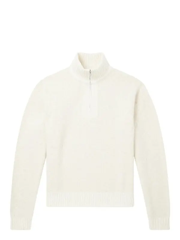 Aimé Leon Dore Felted Wool-blend Half-zip Sweater - White