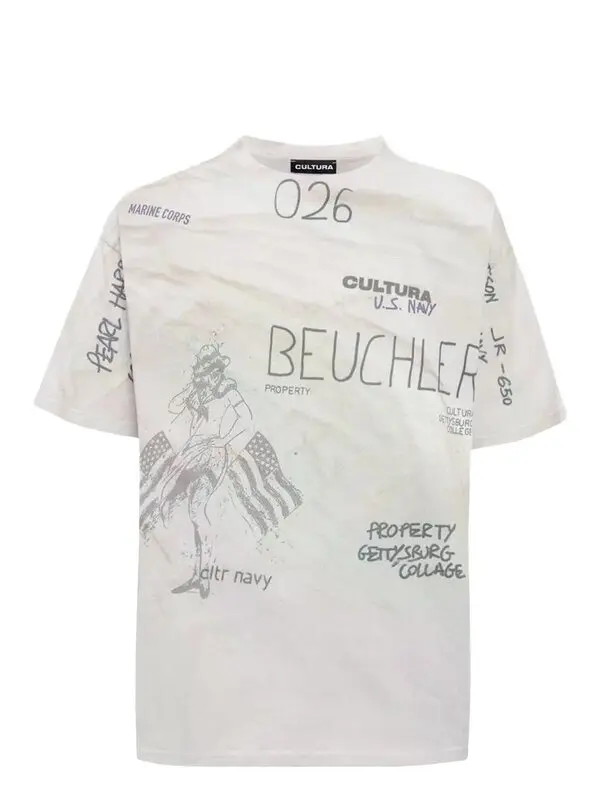 CULTURA Graphic-print Oversized T-shirt - Neutrals