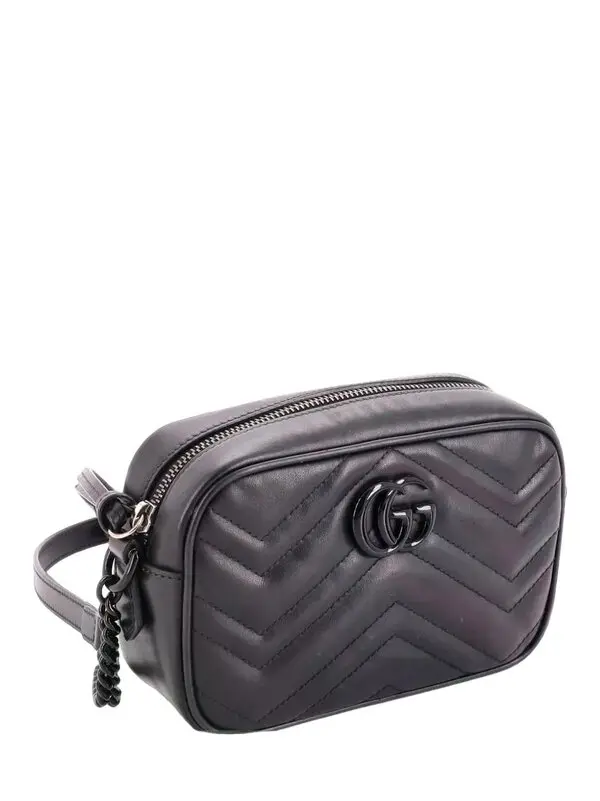 Gucci Gg Marmont Monochrome Shoulder Bag Matelasse Leather Mini Crossbody Bag - Black