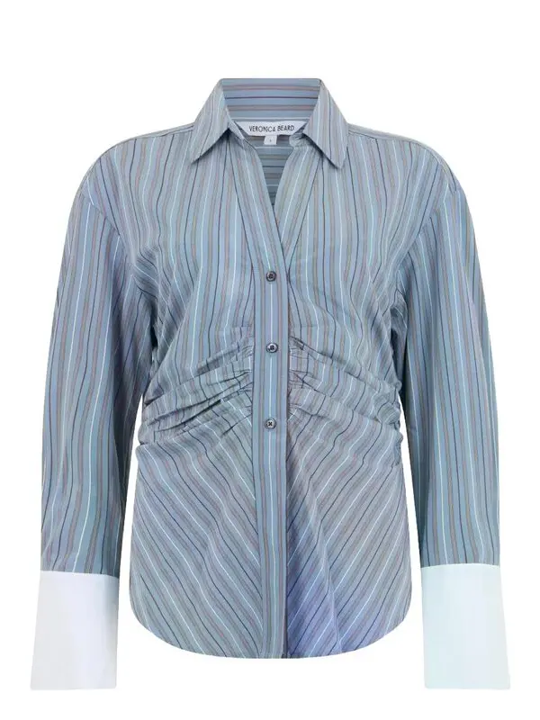Veronica Beard Striped Ruched Shirt - Blue