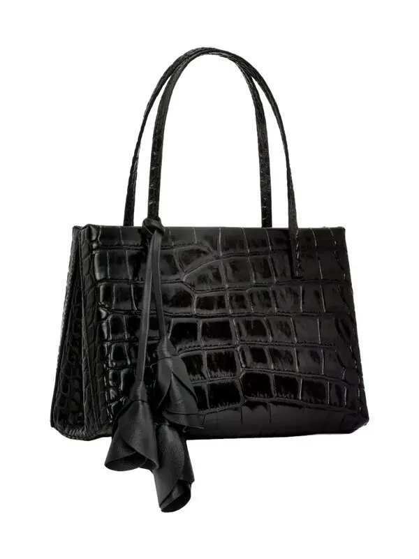 Magda Butrym Barbara Croc-effect Floral-pendant Tote Bag - Brown