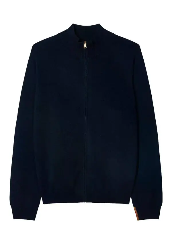Paul Smith Navy Cashmere Zip Cardigan - Blue