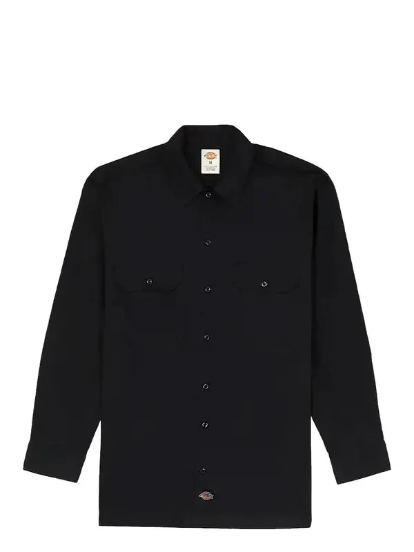 Dickies Logo-patch Long-sleeve Work Shirt - Black