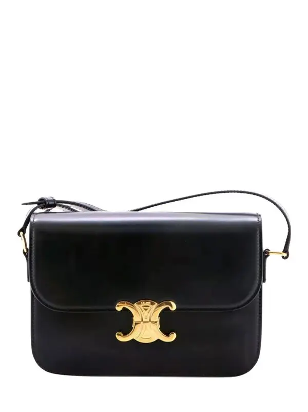 Celine Triomphe Shoulder Bag Smooth Calfskin Medium Crossbody Bag - Black