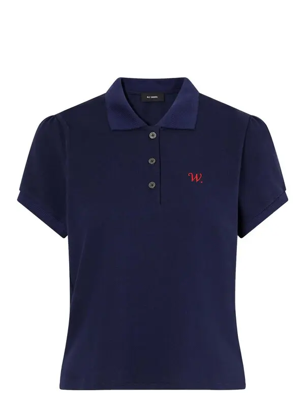 WILLY CHAVARRIA Chavela Logo-embroidered Cotton-piqué Polo Shirt - Blue