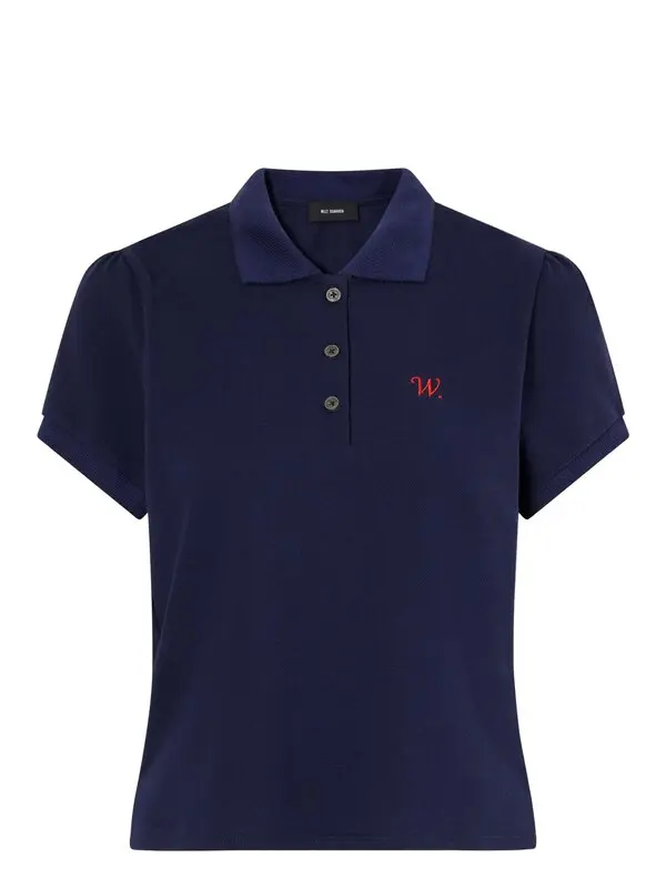 WILLY CHAVARRIA Chavela Logo-embroidered Cotton-piqué Polo Shirt - Navy