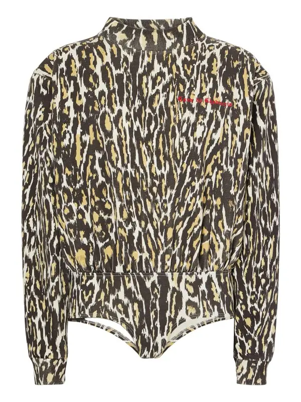 WILLY CHAVARRIA Cheetah Logo-embroidered Print Cotton-jersey Bodysuit - Leopard Print