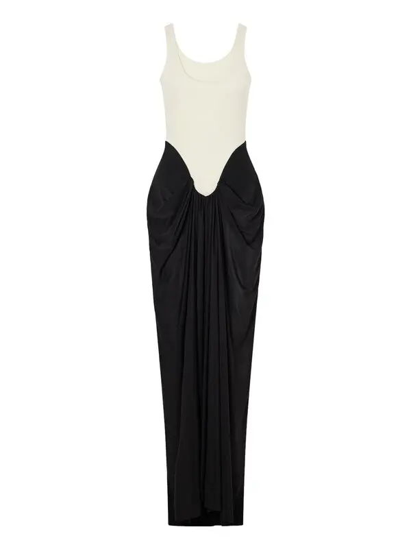 MAYGEL CORONEL Aria Ruched Two-tone Jersey Maxi Dress - Black