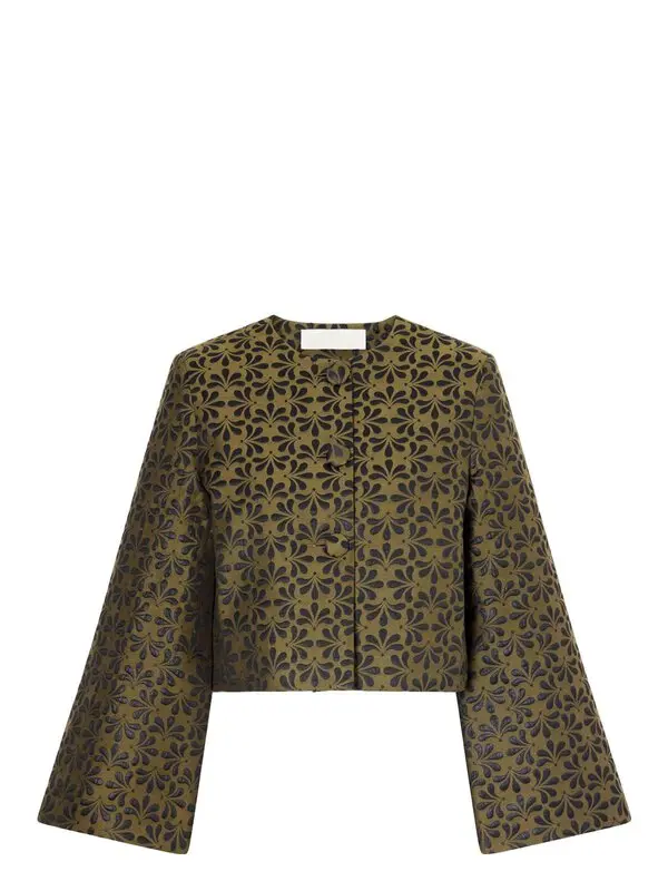 DESTREE Ruby Cropped Floral-jacquard Cotton-blend Twill Jacket - Multi