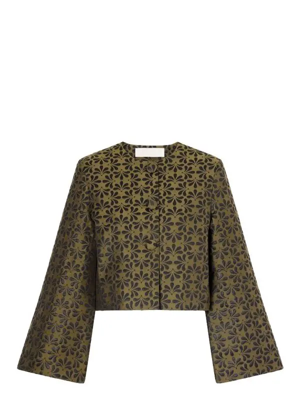 DESTREE Ruby Cropped Floral-jacquard Cotton-blend Twill Jacket - Multi