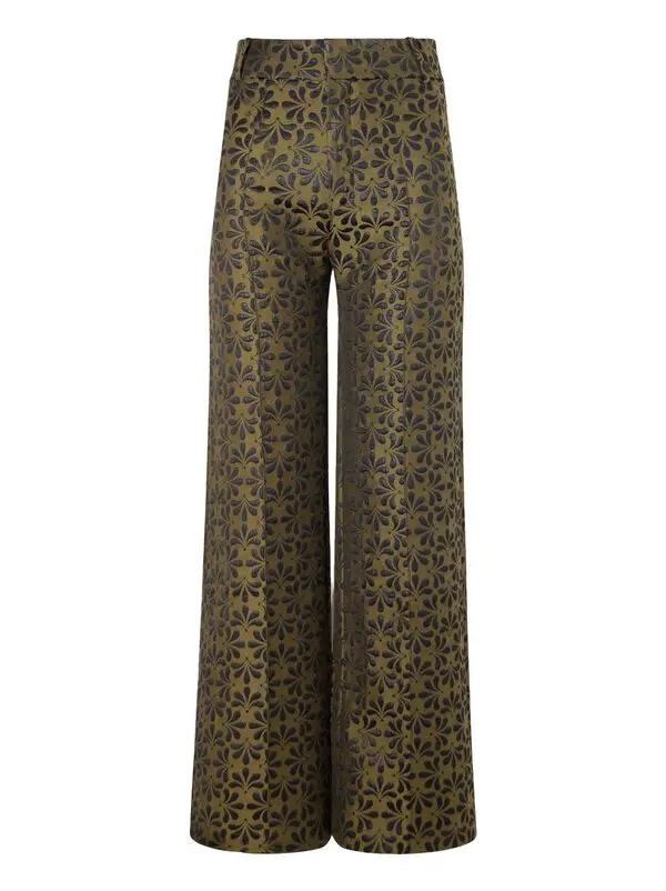 DESTREE Yoshitomo Pintucked Floral-jacquard Wide-leg Pants - Multi