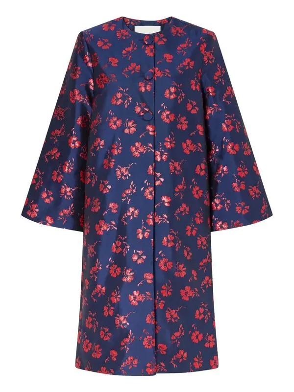 DESTREE Ruby Floral-jacquard Taffeta Coat - Multi