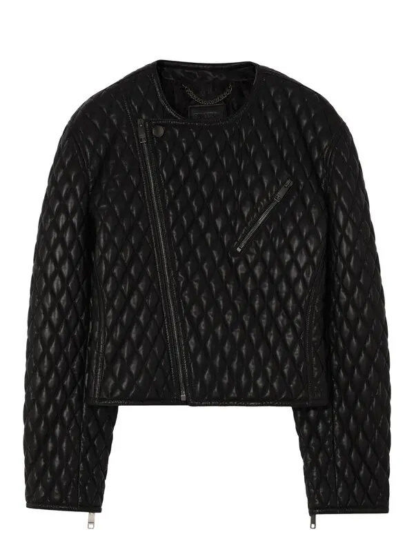 Burberry Leather Cropped Laverley Jacket - Black