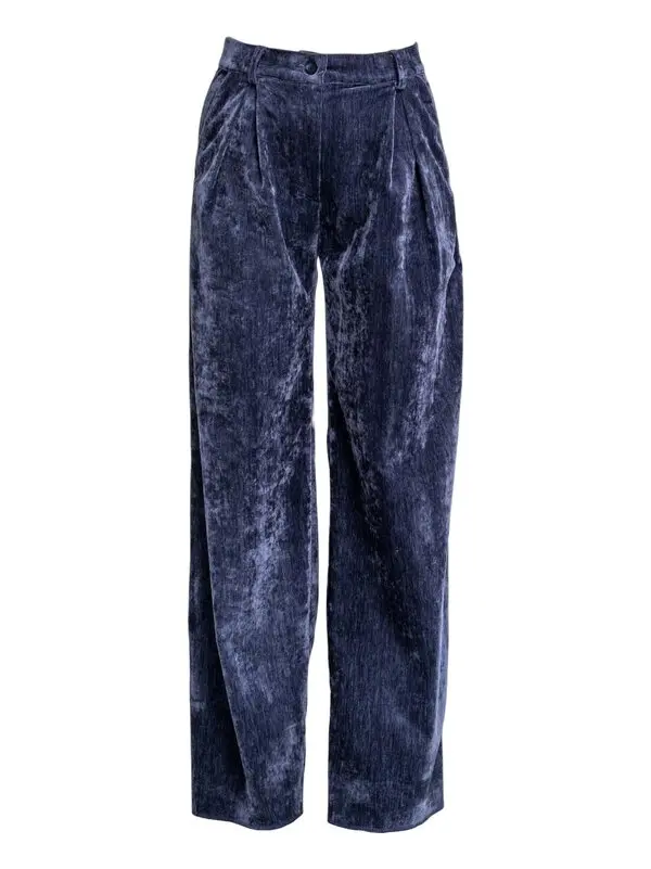 ARTISTA Poppy Velvet Wide Leg Pants - Blue