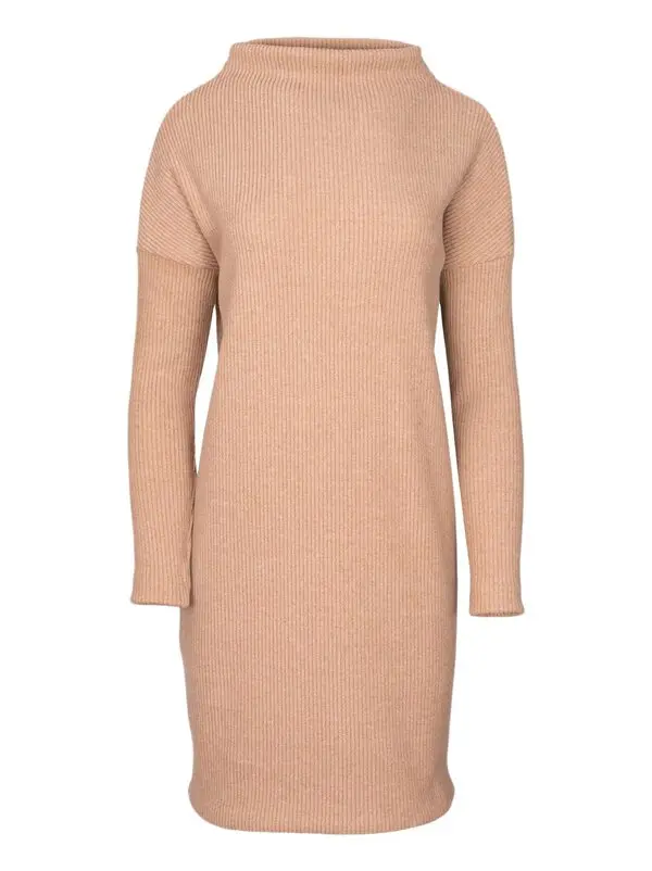 OH!ZUZA NIGHT&DAY Neutrals Camel Casual Ribbed Mini Dress Tunic - Beige