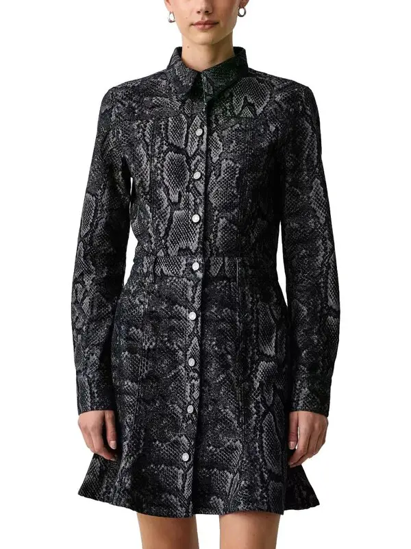 TRUSSARDI Snake-print Ruffled Mini Dress - Black