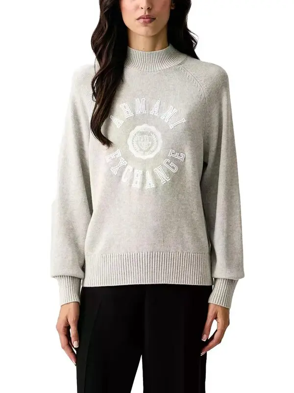 Armani Exchange Logo-embroidered High-neck Sweater - Grey